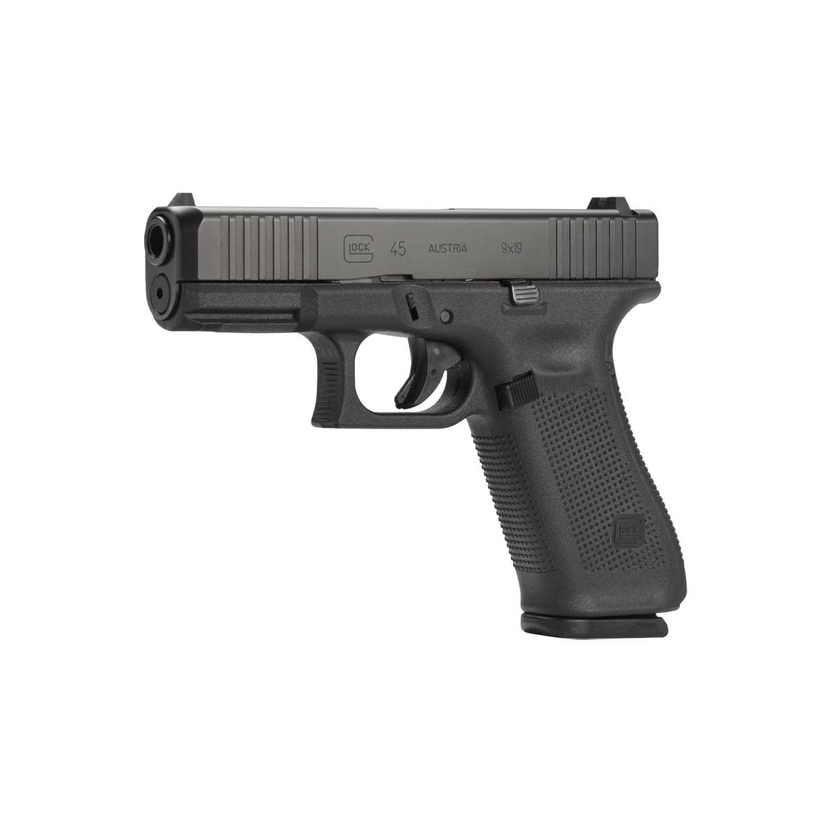 GLOCK 45 GEN5 9MM PISTOL BLACK, FRONT SERRATIONS,